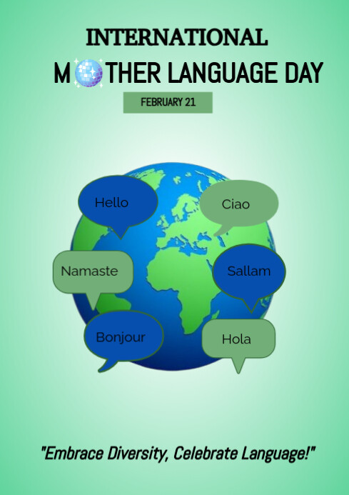 Green Maximalist Mother Language Day A4 Template | PosterMyWall