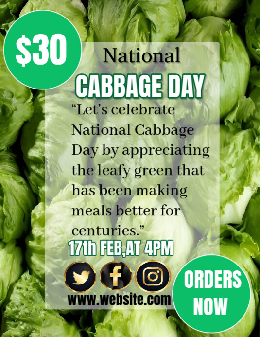 Copy of Green Maximalist National Cabbage Day Flyer (us Letter ...