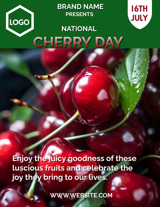 Green Maximalist National Cherry Day Flyer ( Template | PosterMyWall