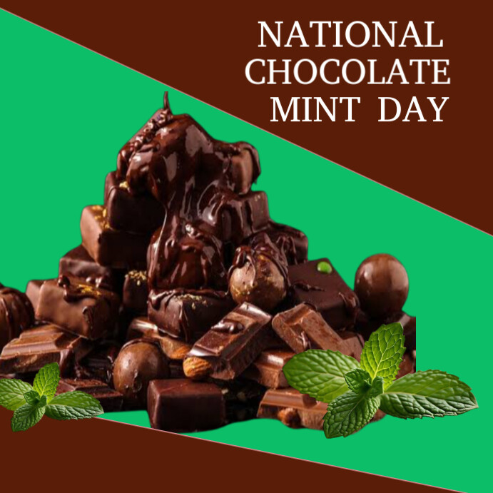 Green Maximalist National Chocolate Mint Day Instagram Post Template ...