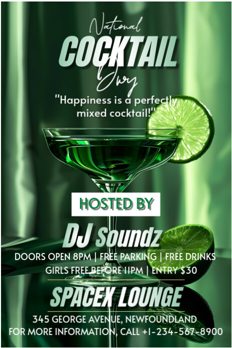 Copy of Green Maximalist National Cocktail Day Poster | PosterMyWall
