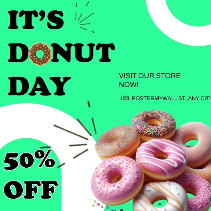 Green Maximalist National Donut Day Instagram Template | PosterMyWall