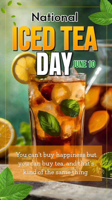 Green Maximalist National Iced Tea Day Instagram Story Template ...