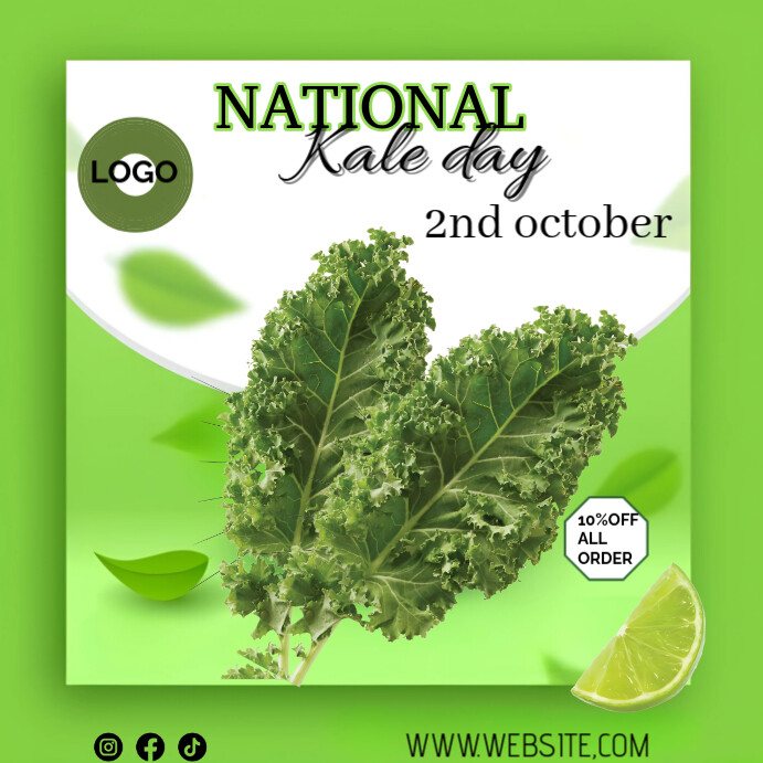Green Maximalist National Kale Day Instagram Post Templat | PosterMyWall