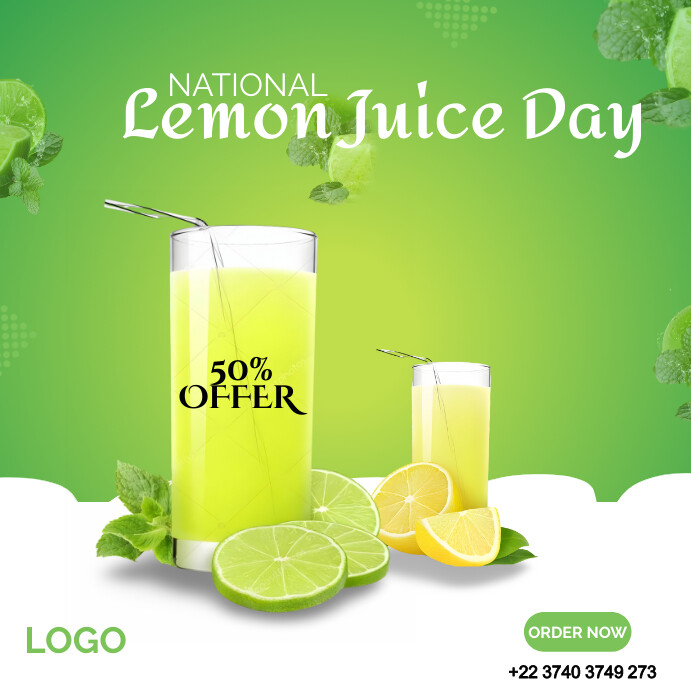 Green Maximalist National Lemon Juice Day In Template | PosterMyWall