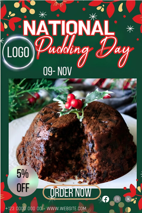Copy of Green Maximalist National Pudding Day Poster | PosterMyWall