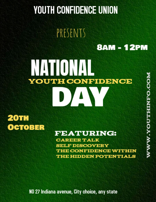 Plantilla de Green Maximalist National Youth Confidence Day Flyer (us ...