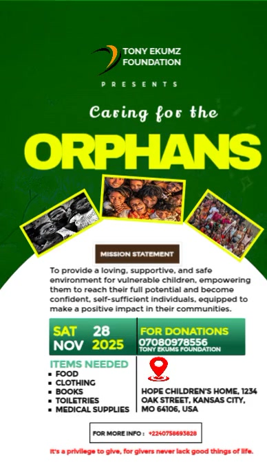 Green Maximalist Orphanage Outreach Flyer Design Instagram Story ...