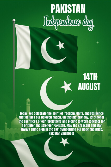 Copy of Green Maximalist Pakistan Independence Day Poster | PosterMyWall