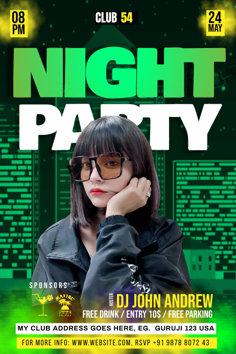Green Maximalist Party Club/bar Poster Template | PosterMyWall