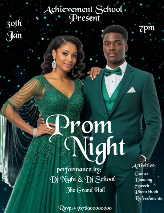 Green Maximalist Prom Night Flyer (us Letter) Template | PosterMyWall