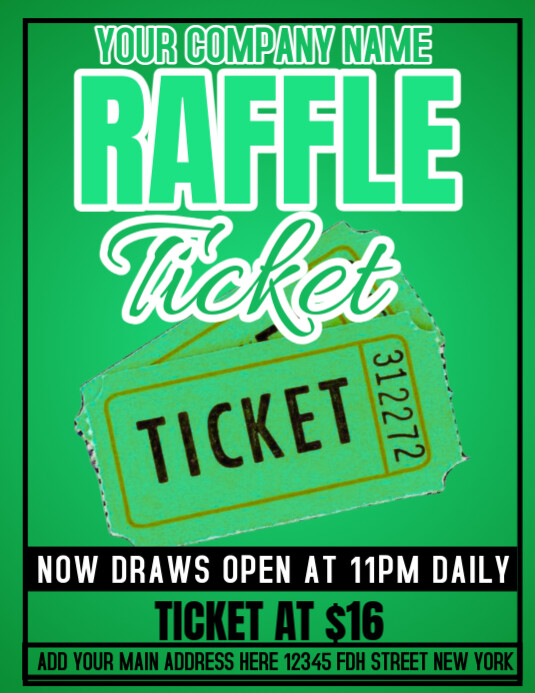 Green Maximalist Raffle Ticket Poster Flyer (us Letter) Template ...
