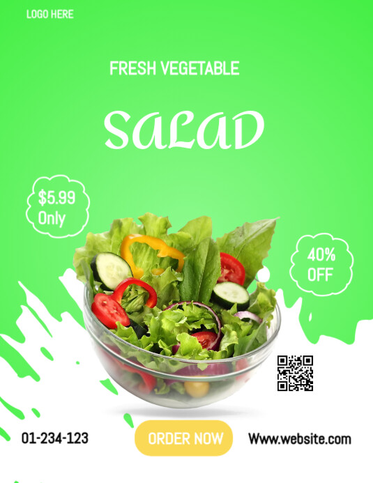 Green Maximalist Salad Flyer (us Letter) Template | PosterMyWall