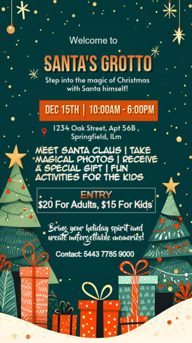 Green Maximalist Santa's Grotto Instagram Story Template | PosterMyWall