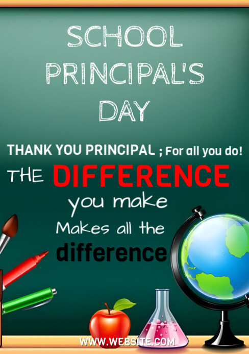 Green Maximalist School Principal's Day A5 Template | PosterMyWall
