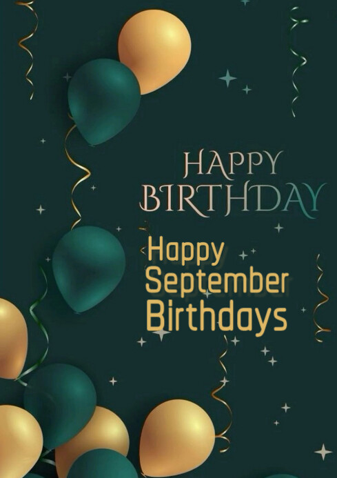 Green Maximalist September Birthday A4 Template | PosterMyWall