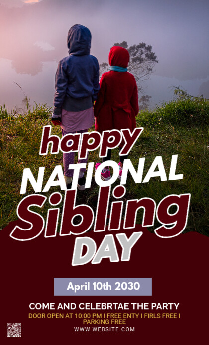 Green Maximalist Sibling Day Flyer Us Legal Template | PosterMyWall