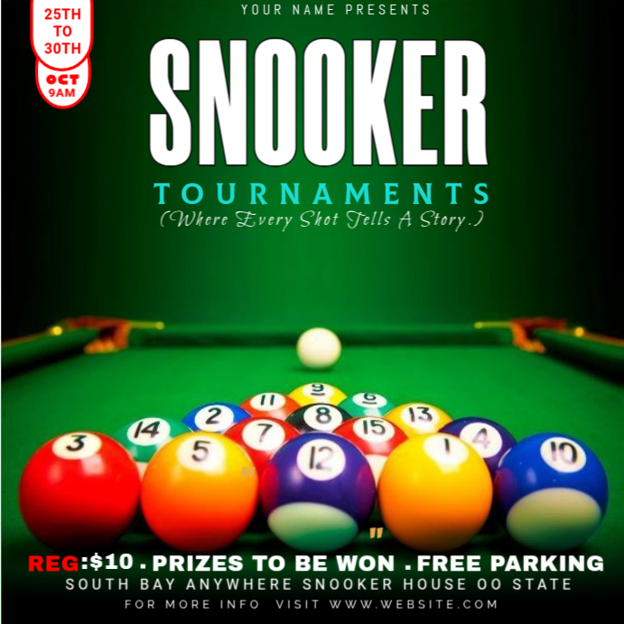 Green Maximalist Snooker Tournaments Instagram Post Template | PosterMyWall