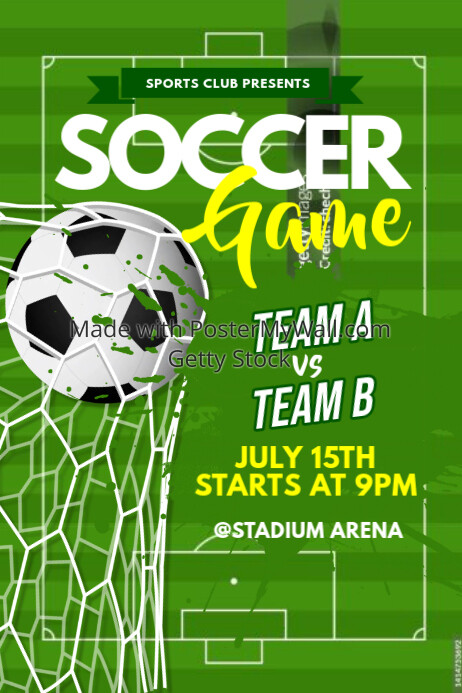 Green Maximalist Soccer Game Poster Template | PosterMyWall