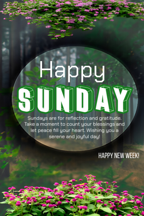Green Maximalist Sunday Inspirational Greetings Poster Template ...