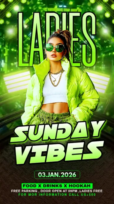 Plantilla de Green Maximalist Sunday Vibes Party Digital Display (9:16 ...