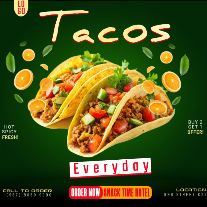 Green Maximalist Tacos Everyday Instagram Post Template | PosterMyWall