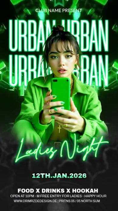 Green Maximalist Urban Night Party Instagram Reel Template | PosterMyWall