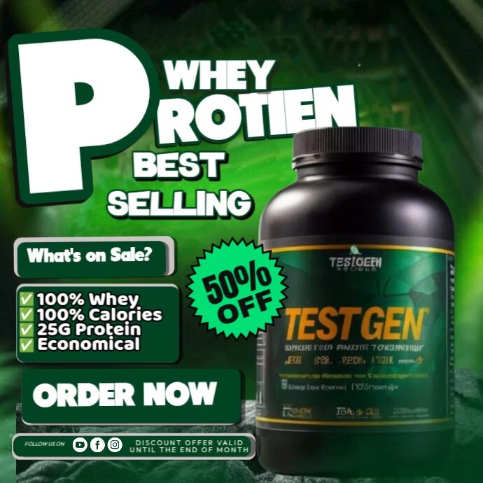 Plantilla de Green Maximalist Whey Protein Instagram Post | PosterMyWall