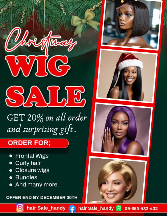 Green Maximalist Wig And Hair Sale Template For Flyer (us Letter ...