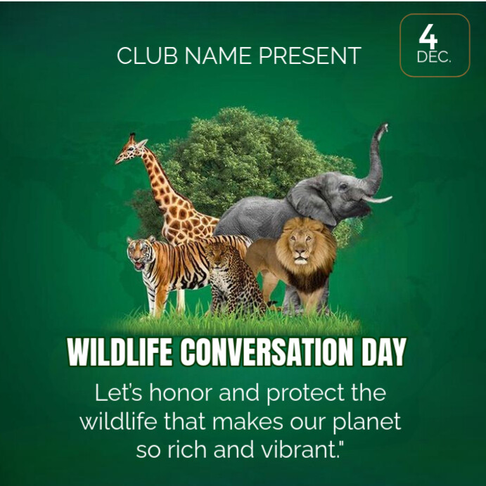 Green Maximalist Wildlife Conservation Day Instagram Post Template ...