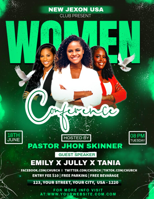 Green Maximalist Women Conference Flyer (us Letter) Template | PosterMyWall