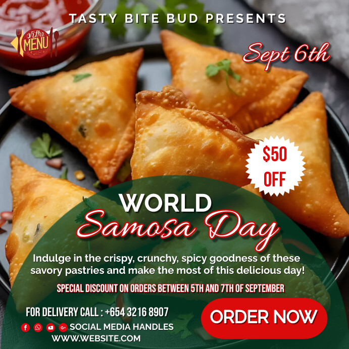 Copy of Green Maximalist World Samosa Day Instagram | PosterMyWall