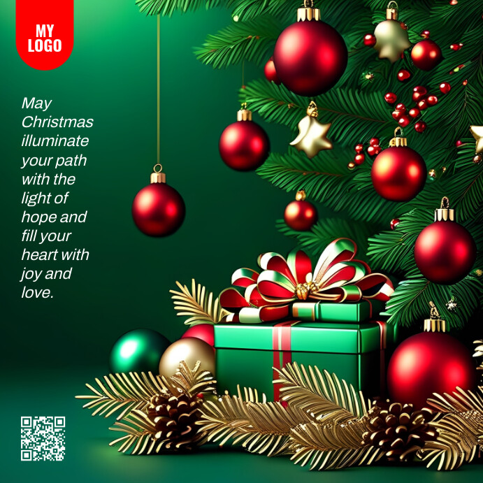 Green merry christmas Instagram post Template | PosterMyWall