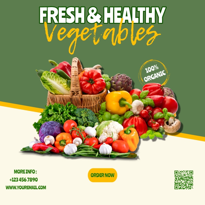 Green Minimalist Fresh & Healthy Organic Vege Template | PosterMyWall