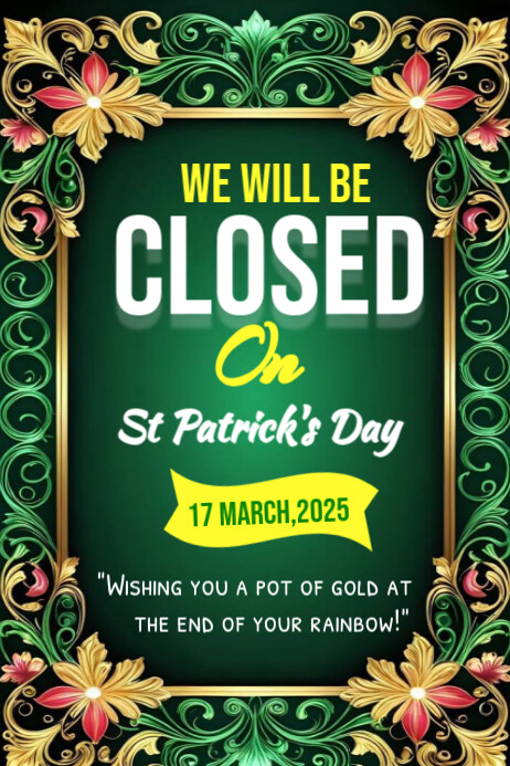 Green Modern & Minimal 17 March St Patrick Day Poster Template ...