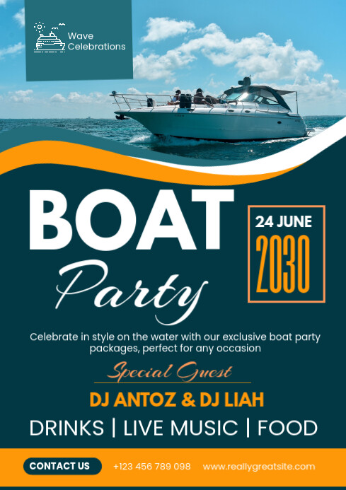 Green Modern & Minimal Boat Party A4 Template | PosterMyWall