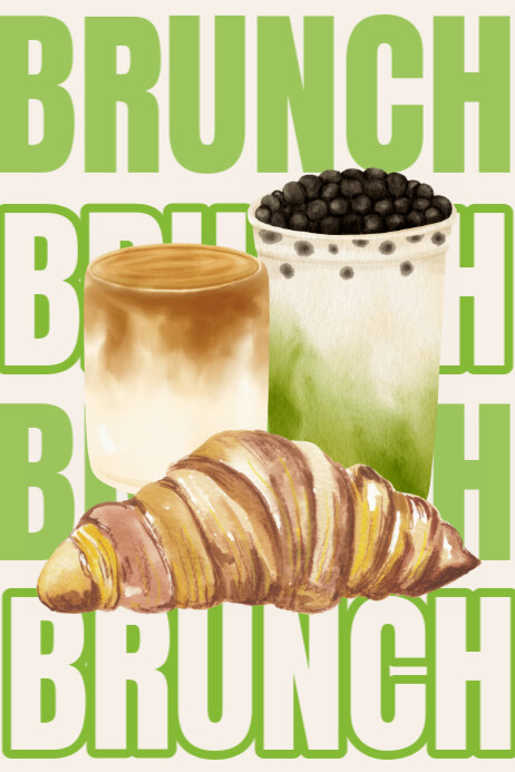 Green Modern & Minimal Brunch Poster Template | PosterMyWall