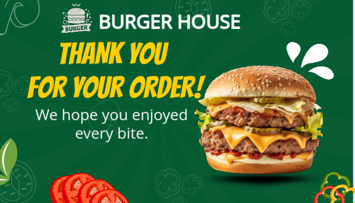 Copy of Green Modern & Minimal Burger Thank You C Business Card ...