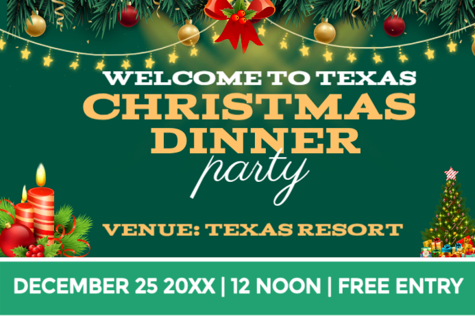 Green Modern & Minimal Christmas Dinner Party Banner 4' × 6' Template ...