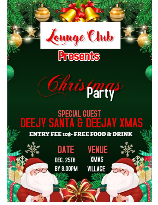 Green Modern & Minimal Christmas Party Invitation Template Design Flyer (us Letter) | PosterMyWall