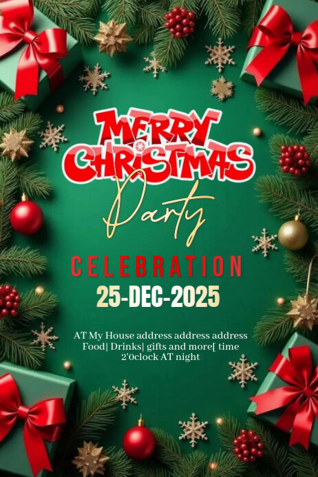 Green Modern & Minimal Christmas Poster Template | PosterMyWall