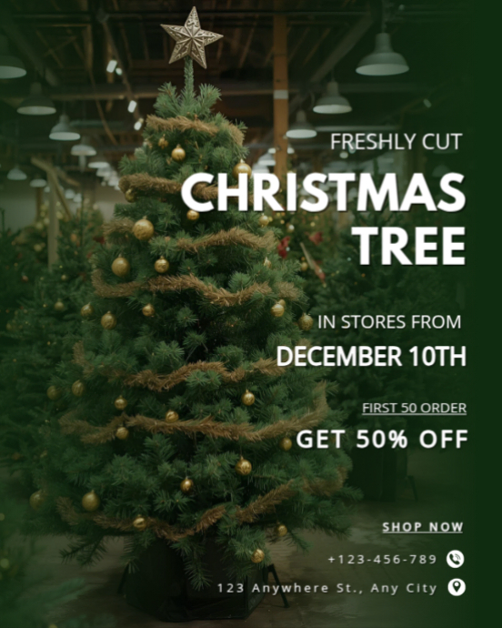 Green Modern & Minimal Christmas Tree Sale Offer Ad Flyer Design ...