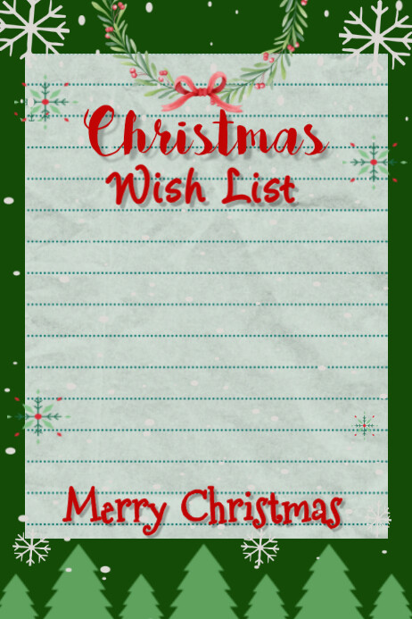 Green Modern & Minimal Christmas Wish List Poster Template | PosterMyWall