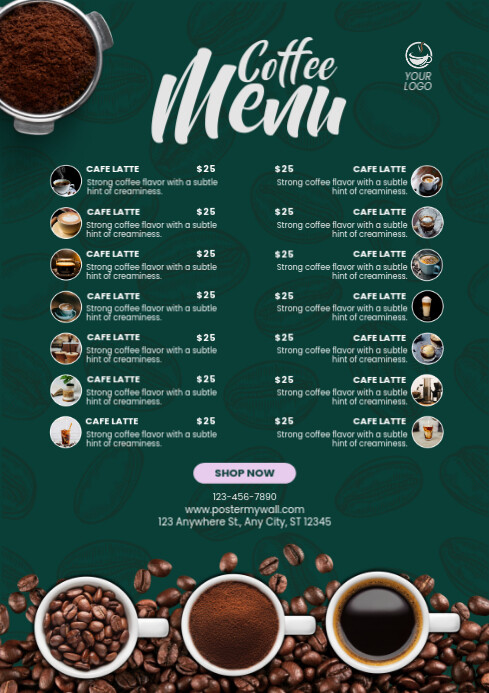 Copy of Green Modern & Minimal Coffee Menu A4 | PosterMyWall
