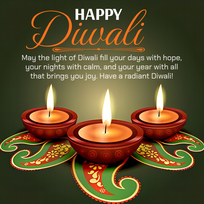 Green Modern & Minimal Diwali Greetings Instagram Post Template ...