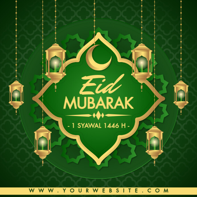 Green Modern & Minimal Eid Mubarak Pos Instagram Template | PosterMyWall