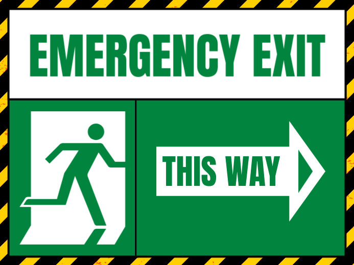 Green Modern & Minimal Emergency Exit Yard Sign Template | PosterMyWall
