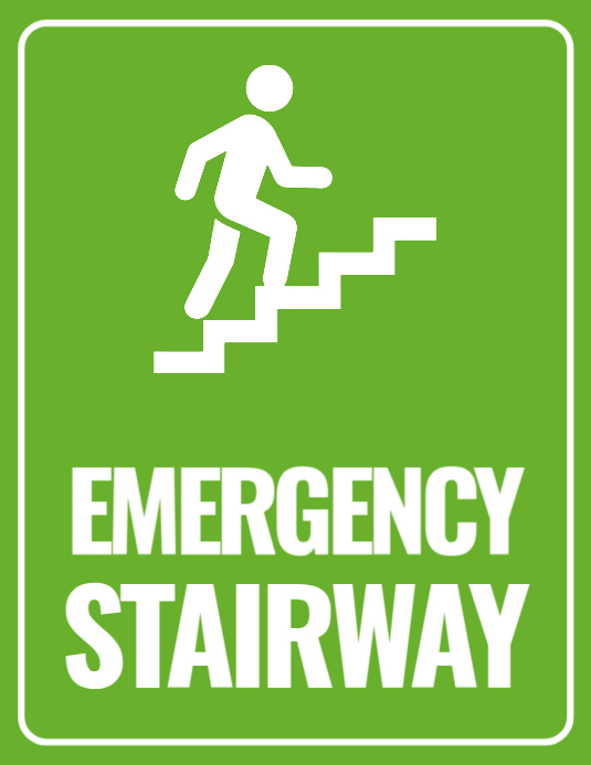 Plantilla de Green Modern & Minimal Emergency Stairway Sign (us Letter ...