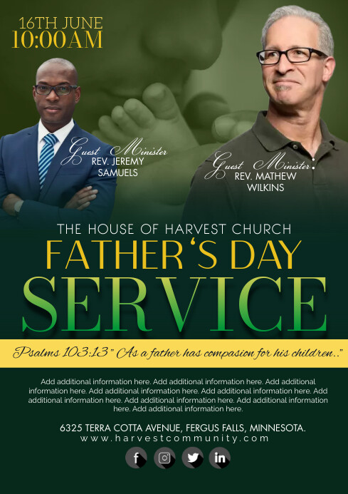 Green Modern & Minimal Father's Day Church A3 Template | PosterMyWall
