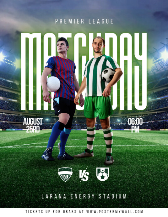 Green Modern & Minimal Football Match Day Pamflet (letter As) Template ...